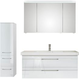 SAPHIR Badmöbel-Set »Balto Sprint 3-teilig, Mineralmarmor-Waschtisch mit LED-Spiegelschrank« 4 Stk. tlg. Badezimmer Set mit Midischrank inkl...