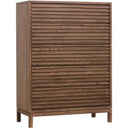 Andas Highboard »Tanner Highboard aus Eschenholz mit fünf Schubladen« 1 Stk. tlg. braun