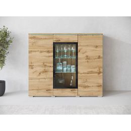 Inosign Highboard »Vera« Highboard mit 4 Türen, 9 Fächern, verglasten Türen Votan eichefarben Modernes, griffloses Design – elegantes Aussehen, das...