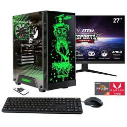 Hyrican Gaming-PC-Komplettsystem »Rockstar SET02165« 27 ′′ AMD Ryzen 5 Radeon Graphics 16 GB RAM 1.000 GB SSD Windows 11, inklusive 27" Monitor MSI...