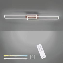 JUST LIGHT LED Deckenleuchte »IVEN« LED-Board 1 Stk. warmweiß - kaltweiß dimmbar über Fernbedienung holzfarben