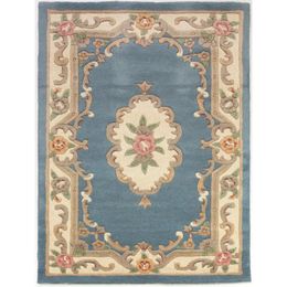 FLAIR RUGS Wollteppich »Aubusson« rechteckig 10 mm Höhe Wolle, Teppich, Wohnzimmer, Schlafzimmer, Esszimmer blau Obermaterial: 100% Wolle B : 75 cm...