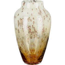CASABLANCA BY GILDE Tischvase »Ambrosio, Dekovase« Vase aus Glas, mit Tupfen und goldfarbenem Glitter, Höhe ca. 34 cm creme