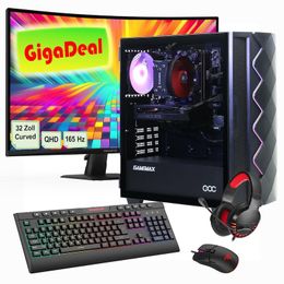 GAMEMAX PC-Komplettsystem »GigaDeal Gaming-PC-Set Diamond BK« 32 ′′ Intel Core i5 GeForce RTX 4070 32 GB RAM 1.000 GB SSD Windows 11 + Gigabyte...