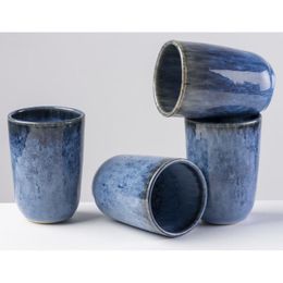 GIPFELST&Uuml;CK Becher &raquo;Wilde Schlucht&laquo; Scandi-Style, Reaktivglasur, jedes St&uuml;ck ein Unikat, 4-teilig Blau, Braun, Schwarz