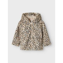 name it Fleecejacke »NMFMILA JACKET W HOOD PB« mit Kapuze Oxford Tan AOP:LEO 122 122 Jacke von name it für Mädchen