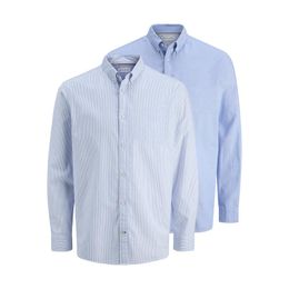 Jack & Jones JACK & JONES Langarmhemd »JJOXFORD DETAIL SHIRT LS 2 PACK MP« Packung, 2 Stk. tlg. Cashmere Blue Pack:W. INFINITY STRIPES XL - N-Gr N-Gr XL Cooles...