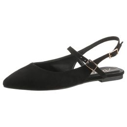 ANISTON SHOES Slingpumps Flat, Sommerschuh, Riemchensandale - neue KOLLEKTION, schmale Form schwarz 41 41 Eleganter Sommerschuh in spitzer,...