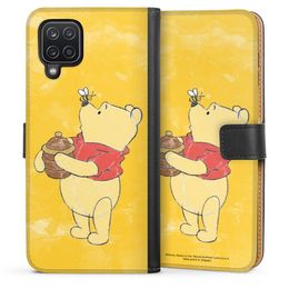 DeinDesign Galaxy A12 Handy Klapph&uuml;lle Handyh&uuml;lle aus Kunst Leder schwarz Flip Case Winnie The Pooh Official Licensed Product Disney Sideflip mit langer Lasche