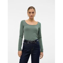 Véro Moda Langarmshirt VERO MODA "VMLULU LS U-NECK TOP JRS GA NOOS", Damen, Gr. L, grün (laurel wreath), Jersey, Obermaterial: 95% Baumwolle, 5% Elasthan, unifarben, normal, Rundhals, Shirts