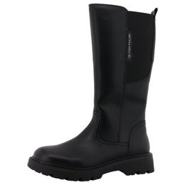 Reißverschlussstiefel Tom Tailor, Damen, Gr. 36, Normalschaft, schwarz, Lederimitat, Schuhe, Langschaftstiefel mit Blockabsatz