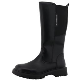Reißverschlussstiefel Tom Tailor, Damen, Gr. 36, Normalschaft, schwarz, Lederimitat, Schuhe, Langschaftstiefel mit Blockabsatz