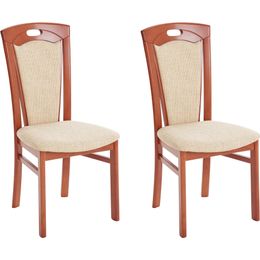 Esszimmerstuhl Home Affaire "FERDI Made in Italy, Massivholz", braun (kirsch, beige), B:48cm H:100cm T:57cm, 67% Polyacryl/ 33% Polyester, Stühle, Bezug Feinstruktur (wasser- und fleckabweisend) oder Struktur