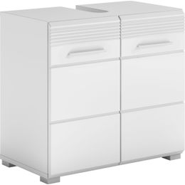 Waschbeckenunterschrank Inosign "Malmö, Breite 60 cm, 2 Tür, 2 Fächer, mit Siphonausschnitt, MDF-Front", weiß (weiß, weiß hochglanz), B:60cm H:56cm T:34cm, FSC-zertifizierter Holzwerkstoff, Schränke, in verschiedenen Farben erhältlich, Badmöbel, Badschrank, Kommode, Bad