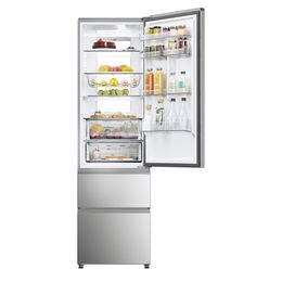 Haier K&uuml;hl-/Gefrierkombination "HTW7620ANMG", Energieeffizienz: A (A-G), silber (edelstahlfront, inox), B:59,5cm H:205cm T:66,7cm, K&uuml;hlschr&auml;nke, WIFI connected, Innovative Gefrier-Schubladen: Sparen Energie