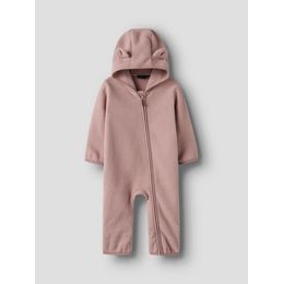 Fleeceoverall name it "NBNMEEKO FLEECE SUIT1", Mädchen, Gr. 74/80, rosa (woodrose), Fleece, Obermaterial: 100% Polyester, unifarben, regular fit knöchellang, Overalls