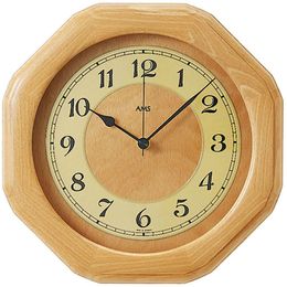 Funkwanduhr AMS, braun (buchefarben), Wanduhren, B/H/L: 28cm x 5cm x 28cm, Quarzuhr,Wanduhr,Esszimmer,Wohnzimmer,Küche,Made in Germany,Buche