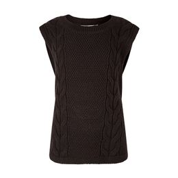 Pullunder happy girls, Mädchen, Gr. 146, schwarz, Strick, Obermaterial: 100% Baumwolle, Zopfmuster, unifarben, regular fit normal, Rundhals, Pullover, mit tollem Zopfdesign im Vorderteil
