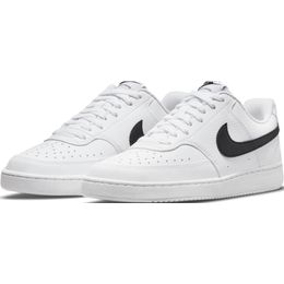 Sneaker Nike Sportswear "Court Vision Low Next Nature", Gr. 40, schwarz-weiß (weiß, schwarz, weiß), Synthetik, Schuhe Skaterschuh Sneaker low, Design auf den Spuren des Air Force 1