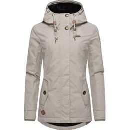 Winterjacke Ragwear "Monade", Damen, Gr. 4XL (48), grau (hellgrau), Obermaterial: 65% Polyester, 35% Baumwolle; Futter: 100% Polyester; Wattierung 100% Polyester, figurbetont Po-bedeckend, verstellbar Rippstrickbündchen mit Druckknopf, Jacken, Damen Winterparka mit Kapuze und m. Fleece gefüttert, Topseller