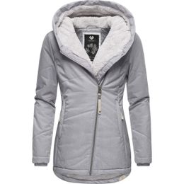 Winterjacke Ragwear "Gordon", Damen, Gr. L (40), grau (ash), Außenmaterial: 100% Polyester, Innenfutter: 100% Polyester, Wattierung: 100% Polyester, figurbetont hüftlang, asymmetrischer Ausschnitt, Ärmel ohne Ärmelschlitz Rippstrickbündchen, Jacken, Sportliche wasserdichte Outdoorjacke mit Kapuze, Topseller