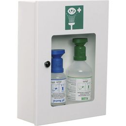B-Safety Augen-Notfallstation mit Spülflaschen, mit 1 x 200 ml pH-neutral, 1 x 500 ml 0,9% NaCl, weiß