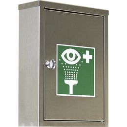 B-Safety Augen-Notfallstation mit Sp&uuml;lflaschen, mit 1 x 200 ml pH-neutral, 1 x 1000 ml 0,9% NaCl, Edelstahl