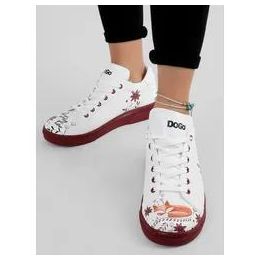 Sneaker DOGO "Ace Low-Top Sneaker Spirit Animal Damen Sneaker", Damen, Gr. 41, Normalschaft, bunt (weiß), Lederimitat, Schuhe Skaterschuh Schnürschuh Sneaker low, Handgefertigt