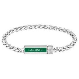 Armband Lacoste "SPELT, 2040337, 2040338, 2040339", grün (edelstahlfarben, grün), Armbänder, Herren, 21cm, Edelstahl, mit Emaille