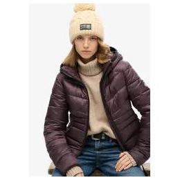 Steppjacke Superdry "HOODED FUJI QUILT PADDED JKT", Damen, Gr. M, lila (smoky aubergine lila), Web, Obermaterial: 100% Polyester, unifarben, slim fit, Jacken
