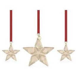 Dekohänger Swarovski "Multipack ORNAMENT SET FESTIVE 2023, 5649776, 5649780", rot (champagner, goldfarben, rot), Dekohänger, B/H/T: 1,5cm x 7,7cm, Kristallglas, Metall, Polyester, Swarovski Kristall, B:1,5cm H:7,7cm
