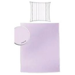 Bettwäsche Primera "Primera Summer-Set", lila (flieder), B/L: 150cm x 220cm, 1 Stk., 1 Stk., Renforcé, B/L:, 2 Stk., Renforcé, Obermaterial: 100% Baumwolle, Bettwäsche, mit einem gestreiften Kissenbezug