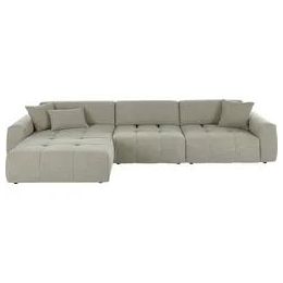 Ecksofa 3C Candy "Yoshy mit Komfortfunktionen, modern und bequem, L-Form", silber, B:378cm H:74cm T:200cm, 100% Polyester, Sofas, Zwei verschiedene Sitztiefen durch verstellbare Rückenlehne