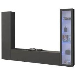 Wohnwand Inosign "Maruska", grau (anthrazit, anthrazit), B:260cm H:180cm T:30cm, Spanplatte, Kastenmöbel-Sets