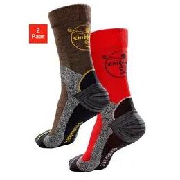 Wandersocken Chiemsee, Damen, Gr. 39-42, bunt (rot, khaki), Elasthan, Merinowolle, Polyacryl, Polyamid, Polypropylen, uni und gemustert, elastisch, Socken, mit gepolsterten D&auml;mpfungszonen
