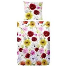Bettwäsche Primera "Mako-Satin-Bettwäsche Summer Time", bunt, B/L: 135cm x 200cm, 1 Stk., 1 Stk., Mako-Satin, B/L: 80cm x 80cm, 2 Stk., Mako-Satin, Obermaterial: 100% Baumwolle, Bettwäsche, mit bunten Blumen