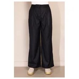 Bundfaltenhose Zhrill "ZHGRETA", Damen, Gr. 28, N-Gr, anthra, Web, Obermaterial: 71% Polyester, 27% Viskose, 2% Elasthan, weit lang, Hosen, mit Nadelstreifen, weite Passform