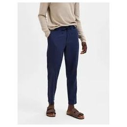 Chinohose Selected HOMME "SLH172-SLIMTAPE BRODY LINEN PANT NOOS", Herren, Gr. XXL, N-Gr, blau (schwarz sapphire), Web, Obermaterial: 54% Baumwolle, 45% Leinen, 1% Elasthan, meliert, slim fit knöchellang, Hosen, mit Leinen