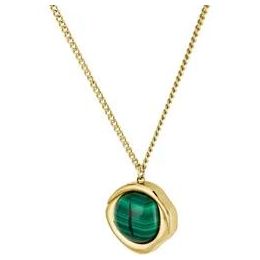 Kette mit Anhänger Lacoste "Fashion Show", gelbgoldfarben, grün, Halsketten, Damen, Edelstahl, L: 61 B: 2mm, mit Malachit, B:2mm