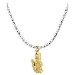 Kette mit Anhänger Lacoste "ARTHOR", edelstahlfarben, gelbgoldfarben, Halsketten, Damen, Edelstahl, L: 55 B: 2mm, B:2mm