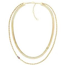 Edelstahlkette Tommy Hilfiger "LAYERED SET", gelbgoldfarben, Halsketten, Damen, Edelstahl, L: 45,5 B: 5mm, B:5mm