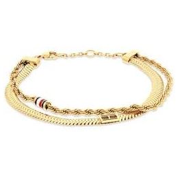 Armkette Tommy Hilfiger "LAYERED SET", gelbgoldfarben, blau, weiß, rot, Armbänder, Damen, 19cm, Edelstahl