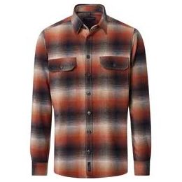Langarmhemd Casamoda "Casamoda Hemdjacke kariert", Herren, Gr. XXL, Normalgrößen, orange, 100% Baumwolle, kariert, lässig geschnitten, Hemden
