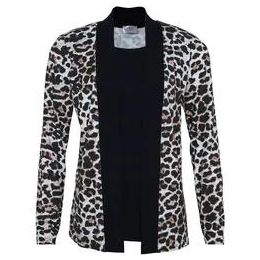 Shirtjacke Seidel Moden "Exklusiv bei OTTO", Damen, Gr. 42, beige, Jersey;atmungsaktiv;kühlend, Obermaterial: 96% Viskose, 4% Elasthan, animal-print, Basic, lässig geschnitten hüftbedeckend, Rundhals, Shirts, offen, ohne Verschluss und mit Animal-Leo-Print - MADE IN GERMANY