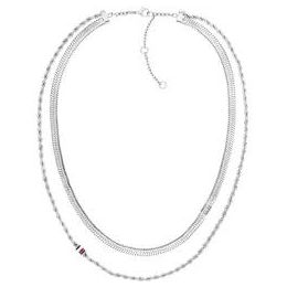 Edelstahlkette Tommy Hilfiger "LAYERED SET", edelstahlfarben, Halsketten, Damen, Edelstahl, L: 45,5 B: 5mm, B:5mm