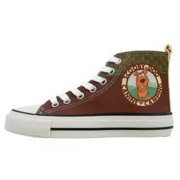 Sneaker DOGO "Lyra High-Top Sneaker Camping Scooby Doo", Damen, Gr. 39, Normalschaft, braun, Textil, Schuhe, Handgefertigt