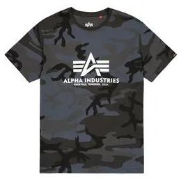 T-Shirt Alpha Industries "Basic T-Shirt BL Camo", Herren, Gr. M, schwarz (schwarz camo), Obermaterial: 100% Baumwolle, Shirts
