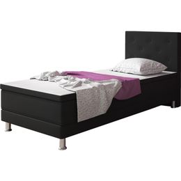 Inter Trading Boxspringbett Esra 90x200 Webstoff Schwarz
