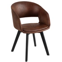 Riess Ambiente riess-ambiente Stuhl NORDIC STAR - antik braun Microfaser Massivholz schwarz mit Armlehne gepolstert