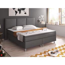 Inter Trading Boxspringbett Oslo 180x200 cm Kunstleder anthrazit